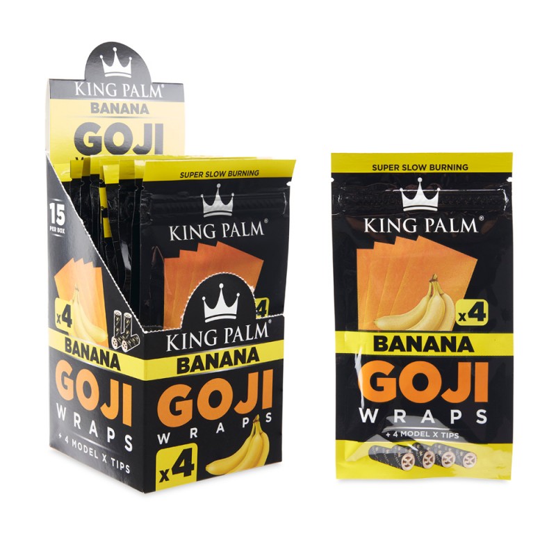 King Palm Goji Wraps 4pk w/ Tips Display 15CT, thc, , dry herb, flower, pre-roll, pre roll ...